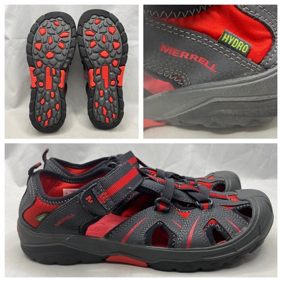 Merrell | Shoes | Merrell Hydro Hiking Sandals Waterproof Grey Red ...